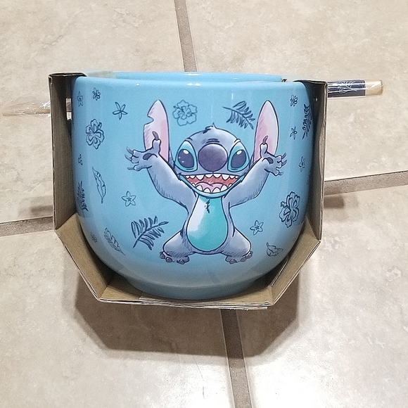 Disney | Dining | Disney Stitch 6 Oz Noodleramen Blue Ceramic Bowl With ...